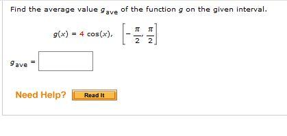Solved Find the average value g ave of the function g on the | Chegg.com