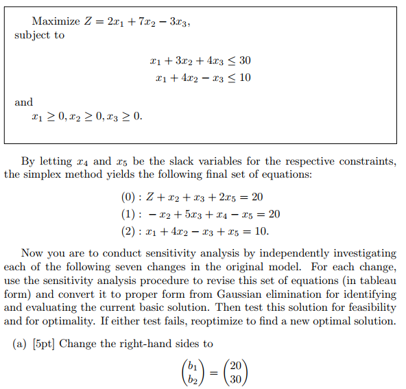 Solved Maximize Z=2x1+7x2−3x3, subject to | Chegg.com