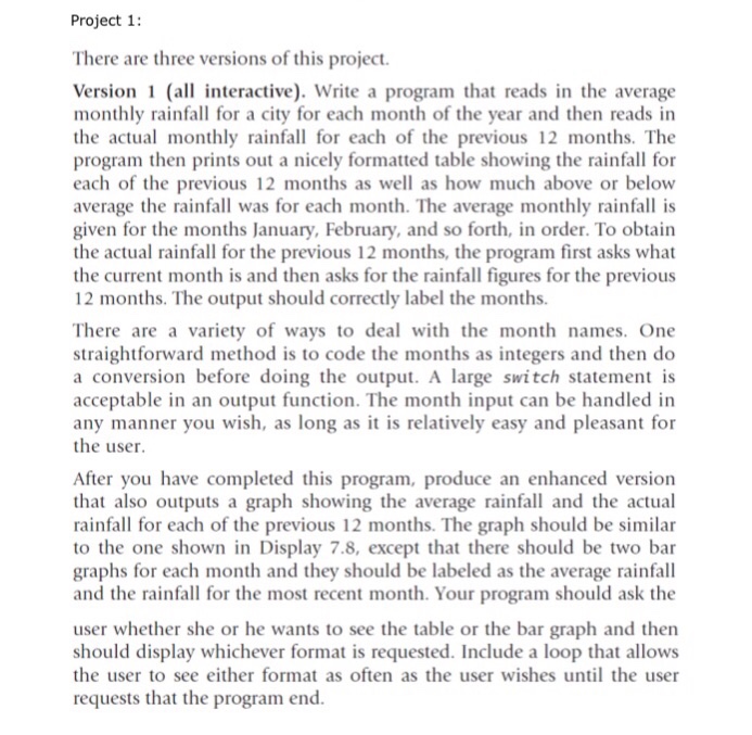 Solved Project 1: There are three versions of this project | Chegg.com