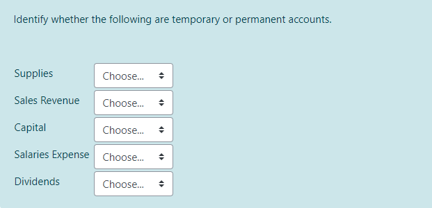Solved Identify whether the following are temporary or | Chegg.com