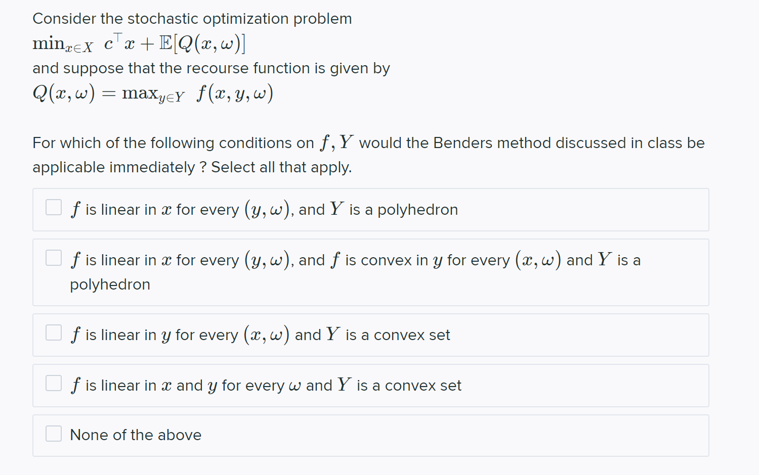Solved с Consider the stochastic optimization problem mincex | Chegg.com