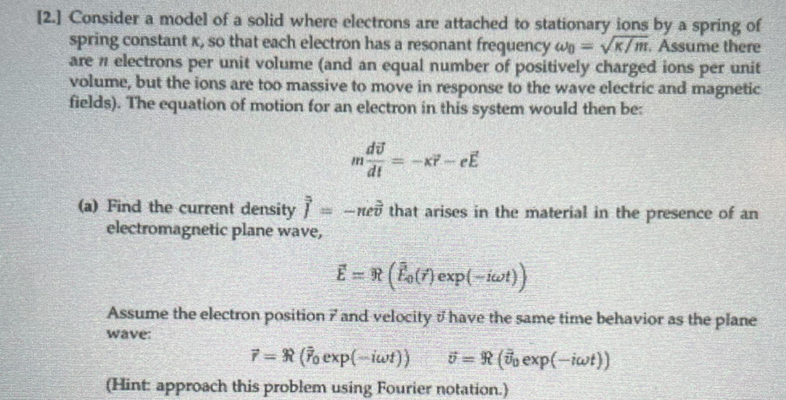 Solved Consider a model of a solid where electrons are | Chegg.com