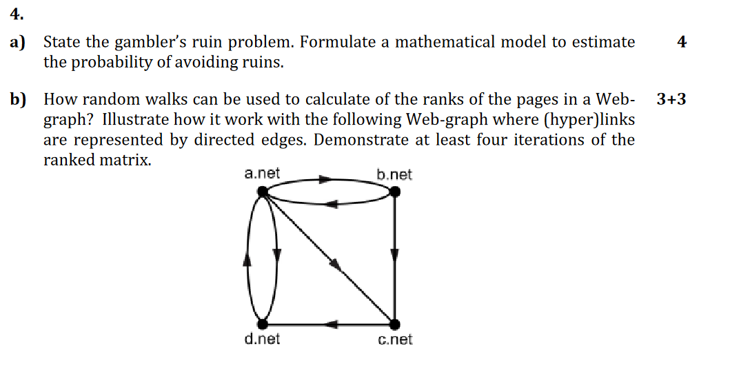 ) State the gambler's ruin problem. Formulate a | Chegg.com