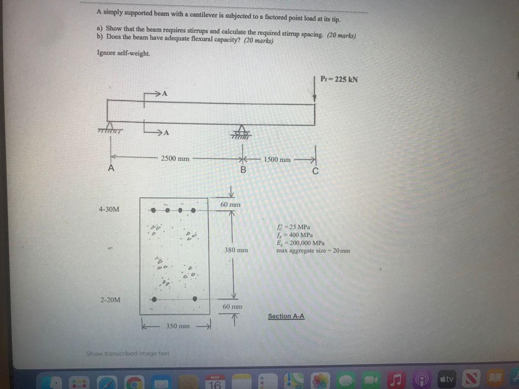 Solved A simply supported beam with a cantilever is | Chegg.com