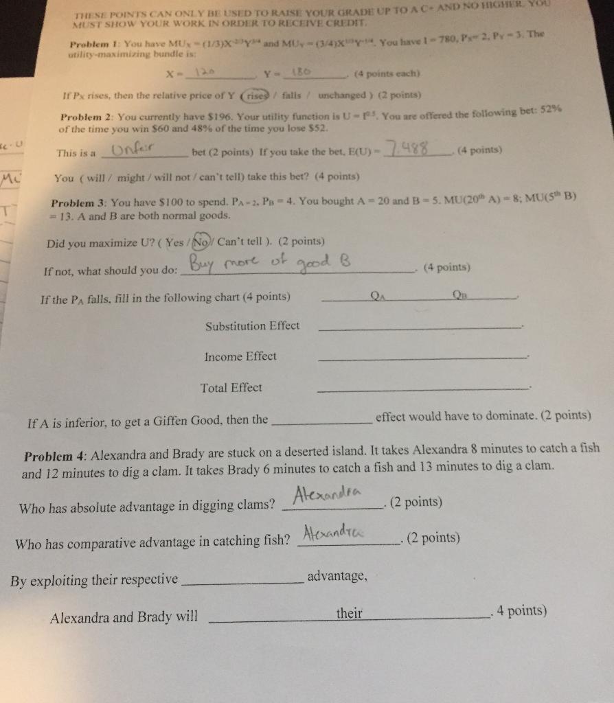 Solved THESE POINTS CAN ONLY BE USED TO RAISE YOUR GRADE UP | Chegg.com