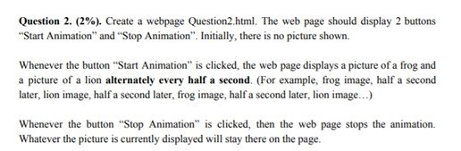 Solved Question 2. (2%). Create a webpage Question2.html. | Chegg.com