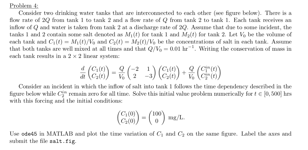 Solved Problem 4 Consider two drinking water tanks that are | Chegg.com