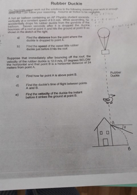 Solved Rubber Duckie on senarate paper work out the | Chegg.com