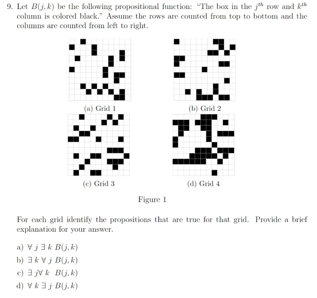 Solved 9. Let B(j, k) be the following propositional | Chegg.com