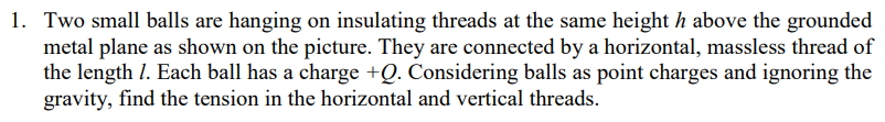 Solved 1. Two small balls are hanging on insulating threads | Chegg.com