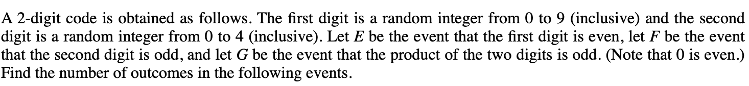 Solved A 2-digit code is obtained as follows. The first | Chegg.com