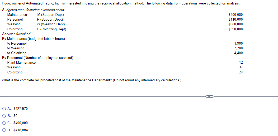 Solved Hugo, owner of Automated Fabric, Inc., is interested | Chegg.com