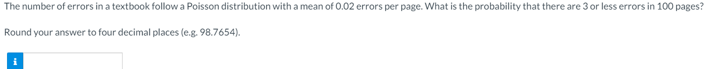 Solved The Number Of Errors In A Textbook Follow A Poisson 