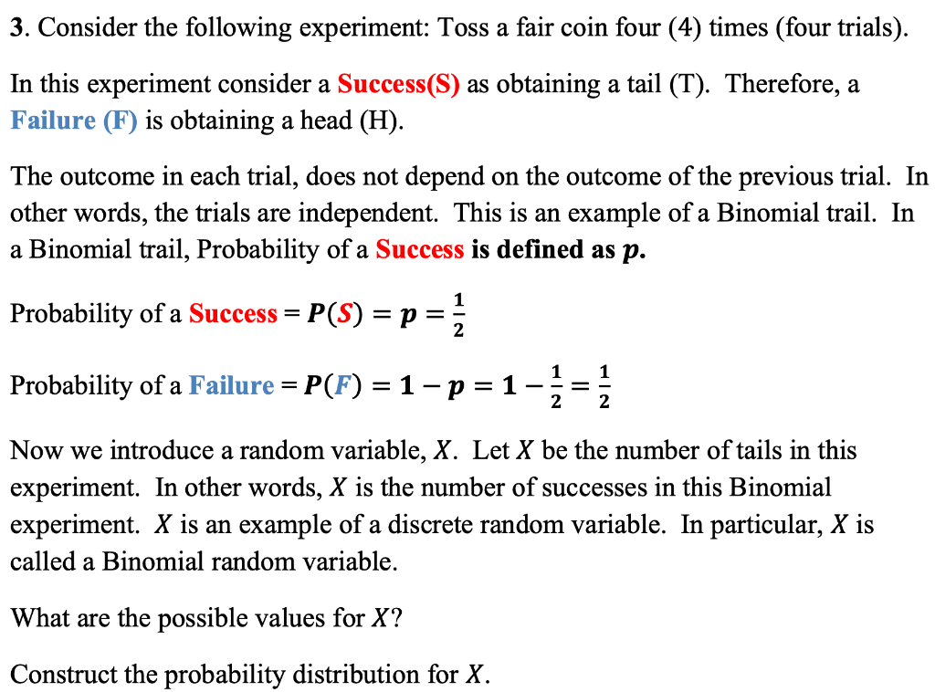 Solved 3. Consider the following experiment: Toss a fair | Chegg.com