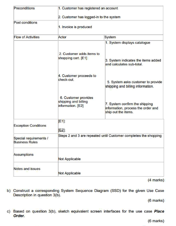 Solved QUESTION 3 a) Referring to the given use case | Chegg.com
