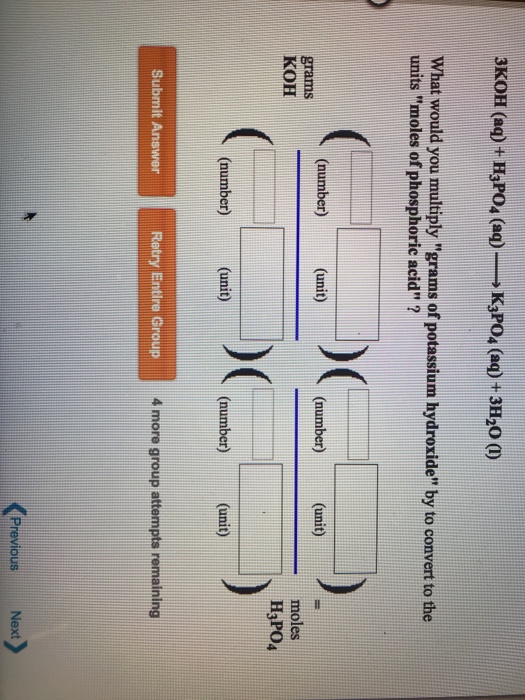 Solved 3KOH (ag) + HyPO4 (aq)>KPO (aq)+3H20 o) What would | Chegg.com