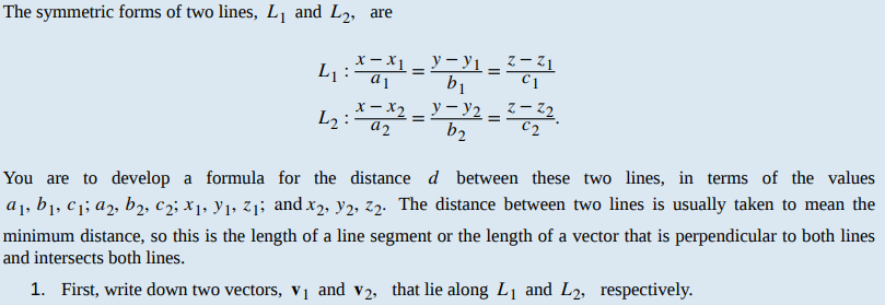 Solved The symmetric forms of two lines, L1 and L2, are = = | Chegg.com