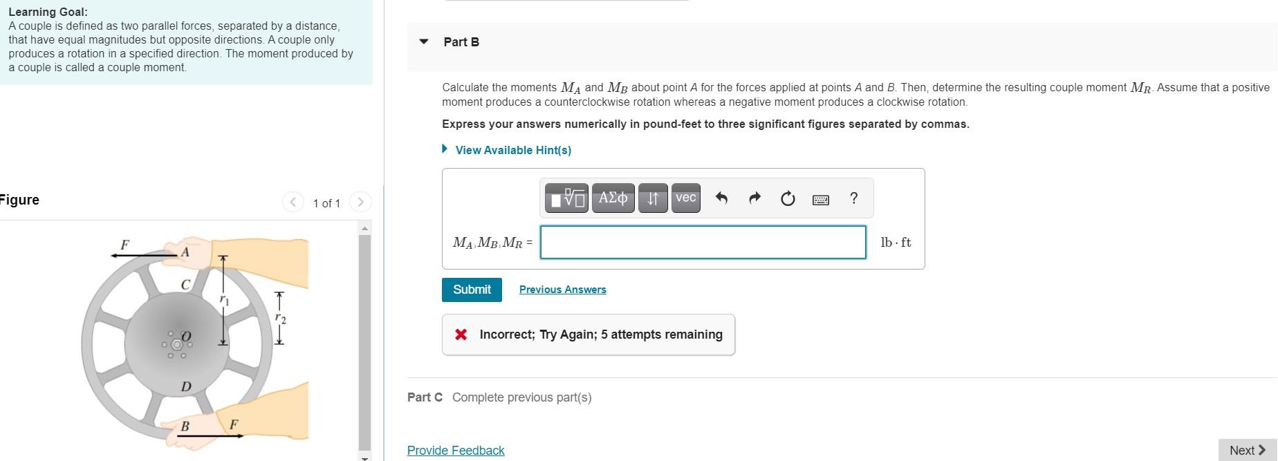 Solved Learning Goal: A couple is defined as two parallel | Chegg.com