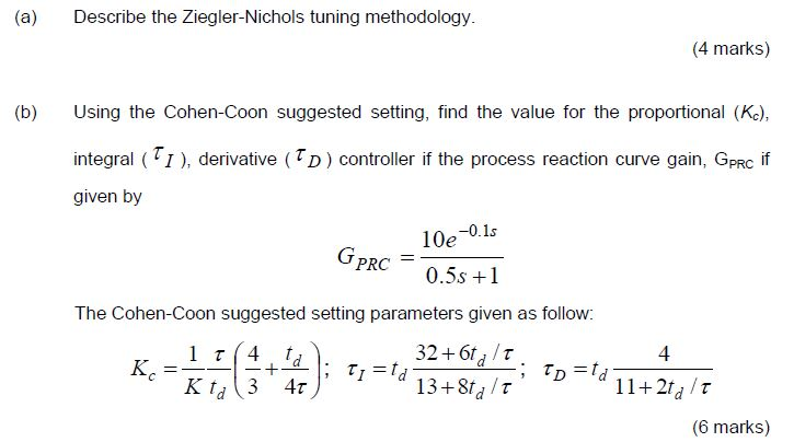 (a) Describe the Ziegler-Nichols tuning methodology. | Chegg.com