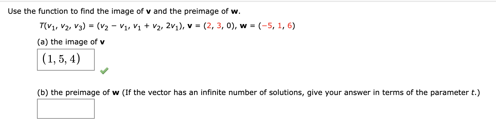 Solved Use the function to find the image of v and the | Chegg.com