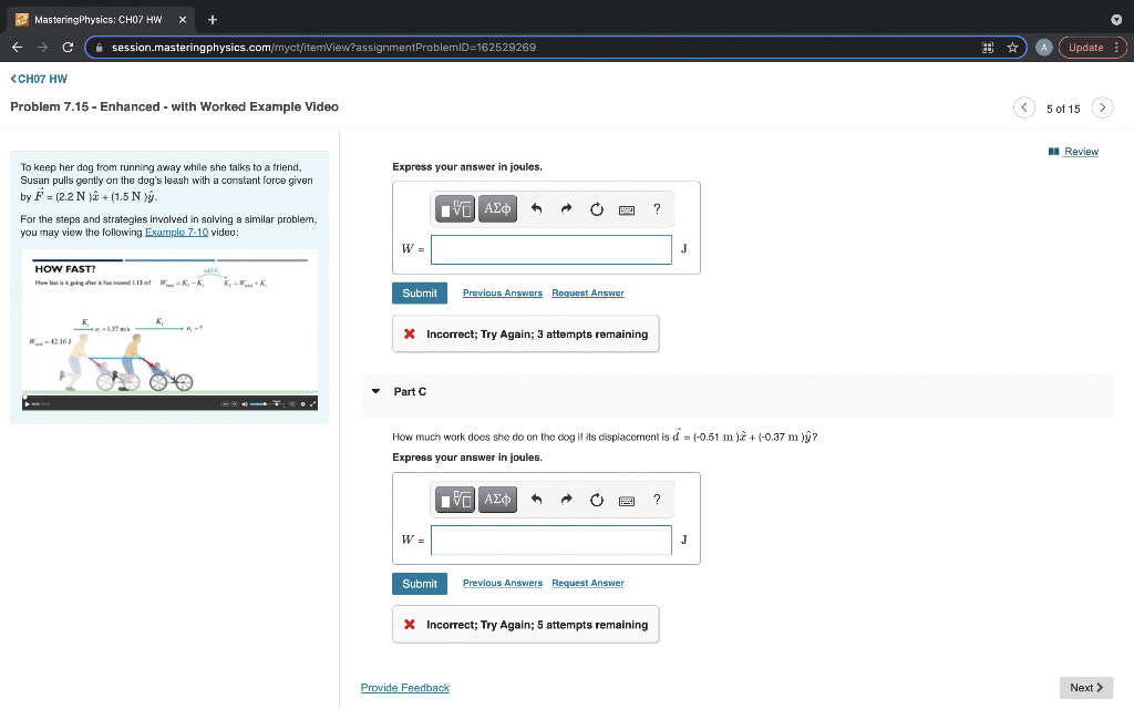 Solved Mastering Physics: CHO7 HW X + C | Chegg.com