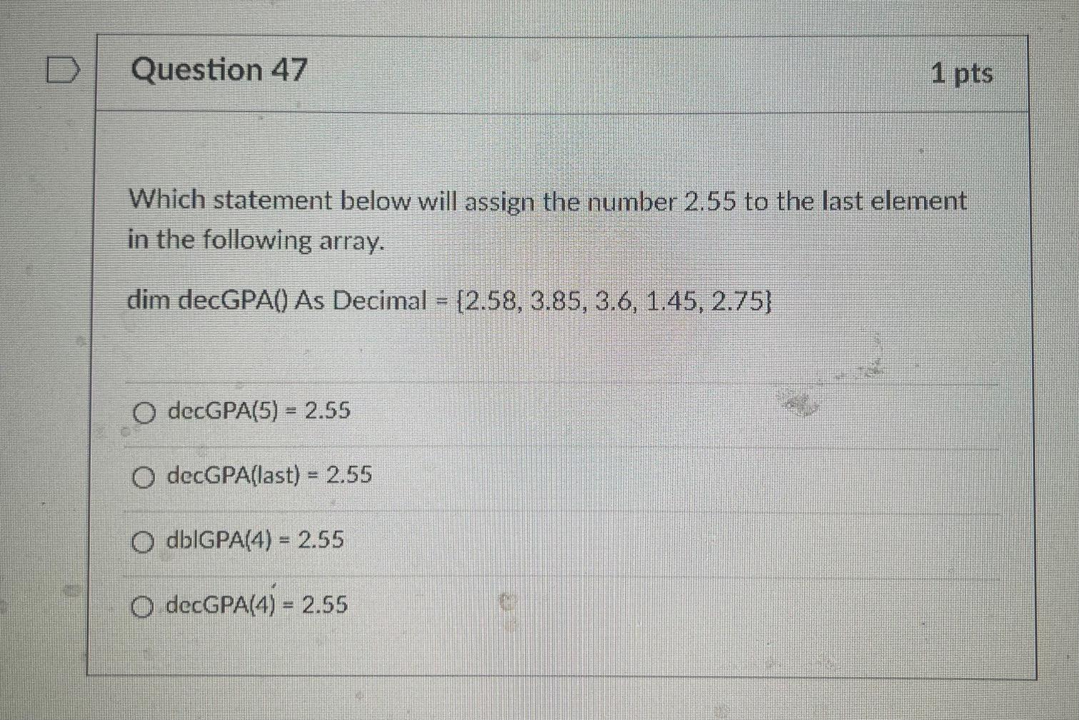 Solved The following statement will declare a six-element | Chegg.com