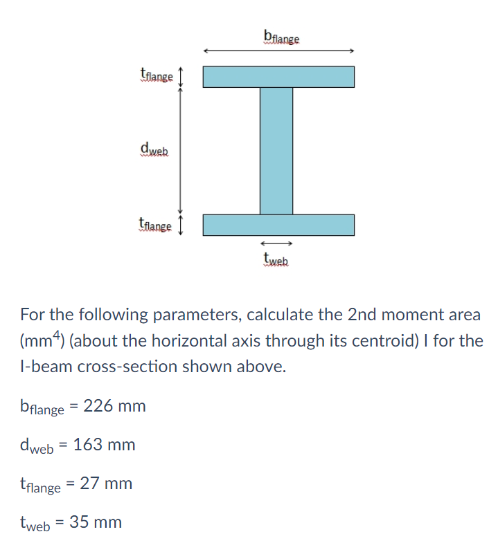 Solved bflange tflange dweb I tflange 1 tweb For the | Chegg.com