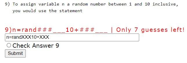 Solved 9) To assign variable n a random number between 1 and | Chegg.com