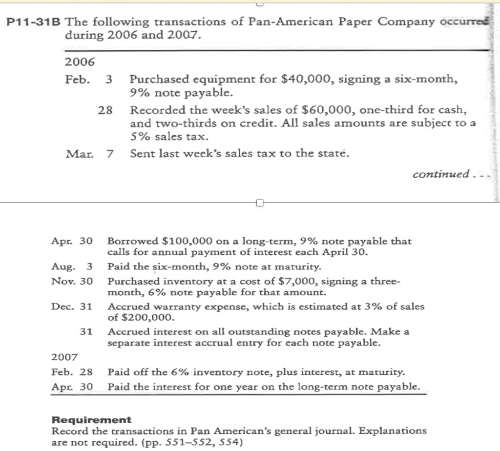 Solved P11-31B The following transactions of Pan-American | Chegg.com