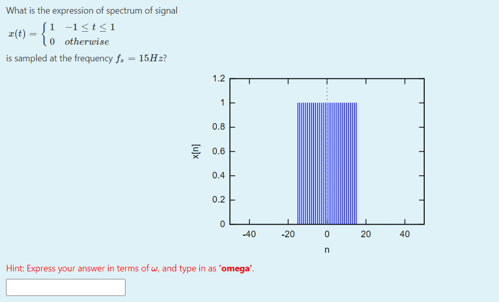 Solved What is the expression of spectrum of signal 1 -1 | Chegg.com