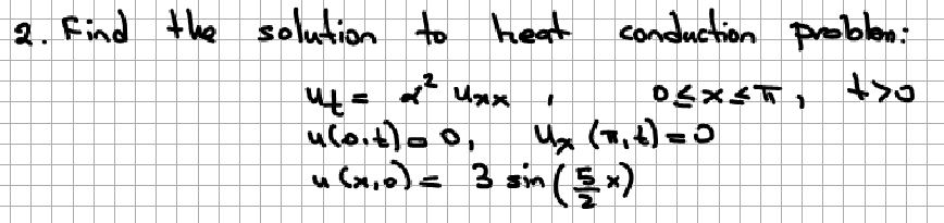 Solved PDE 2. Find the solution to the heat conduction | Chegg.com