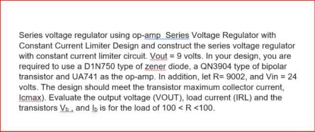Solved Series voltage regulator using op-amp Series Voltage | Chegg.com