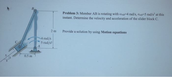 Solved Problem 3: Member AB is rotating with oAB-4 rad/s, | Chegg.com