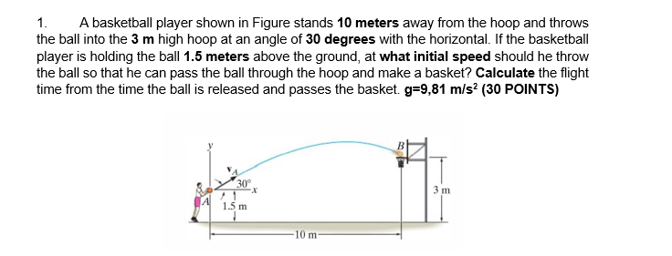 Solved 1. A basketball player shown in Figure stands 10 | Chegg.com