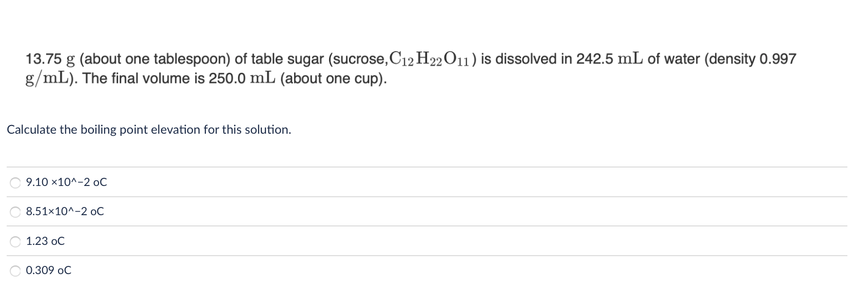 Solved 13.75 g (about one tablespoon) of table sugar | Chegg.com