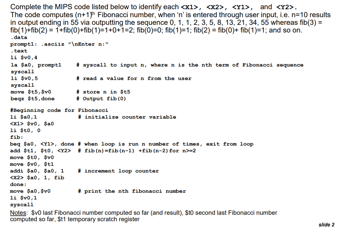 Solved Complete the MIPS code listed below to identify each | Chegg.com