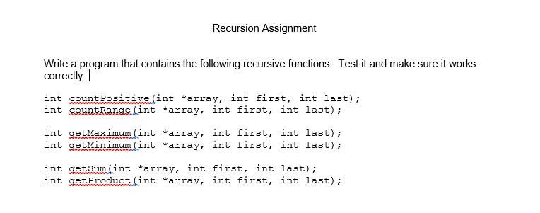 Solved Recursion Assignment Write a program that contains | Chegg.com