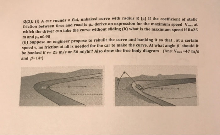 Solved A car rounds a flat, unbaked curve with radius R (a) | Chegg.com