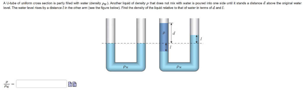 Solved A U-tube of uniform cross section is partly filled | Chegg.com