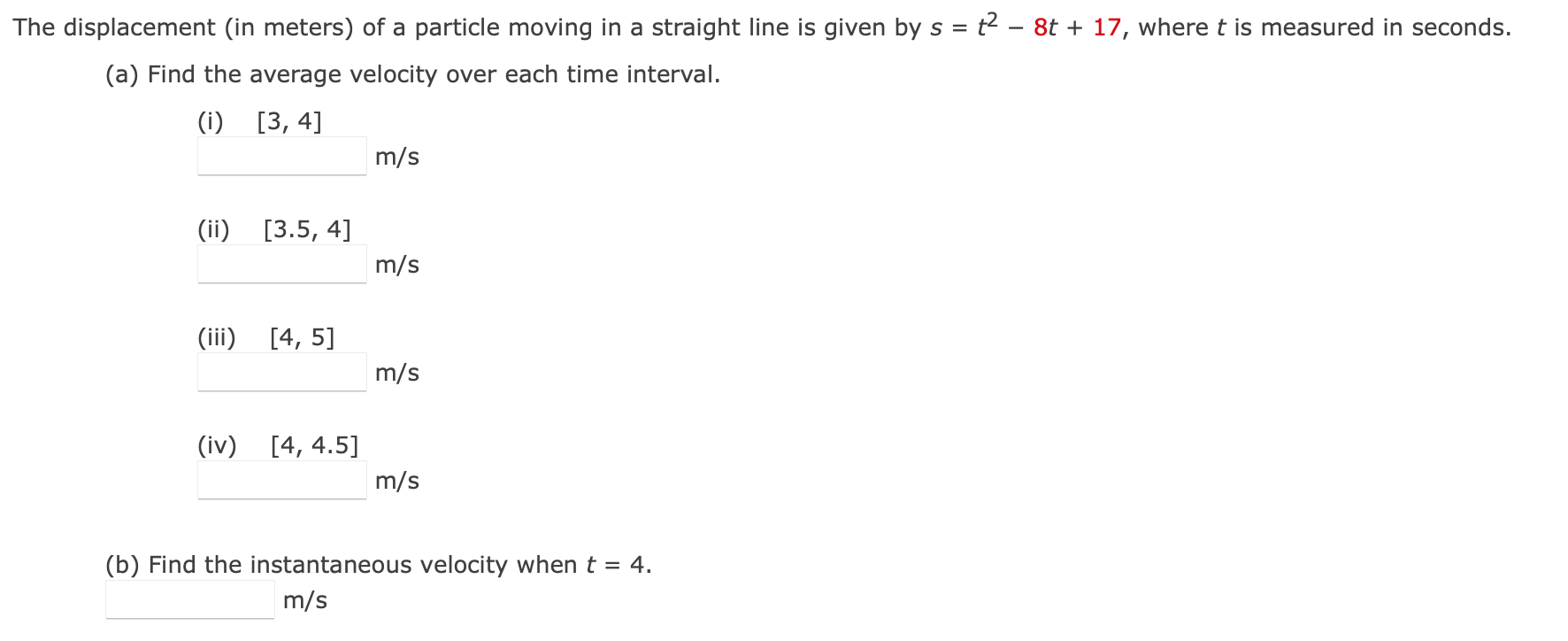 Solved The displacement (in meters) of a particle moving in | Chegg.com