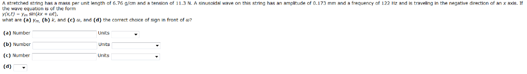 Solved A stretched string has a mass per unit length of 6.76 | Chegg.com