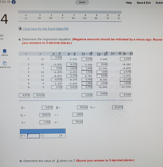 Solved Ch. 13 i Saved Help Save & Exit Subm 4 5 3 6 3 4 4 x: | Chegg.com