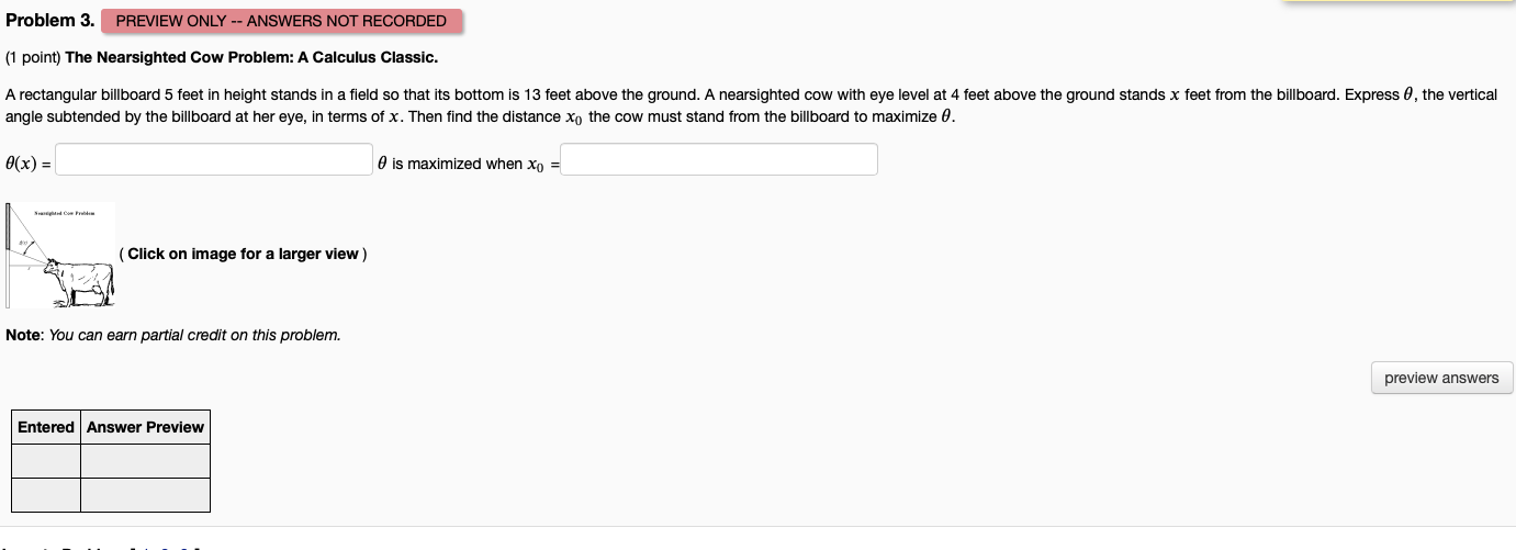 Solved Problem 3. PREVIEW ONLY -- ANSWERS NOT RECORDED (1 | Chegg.com