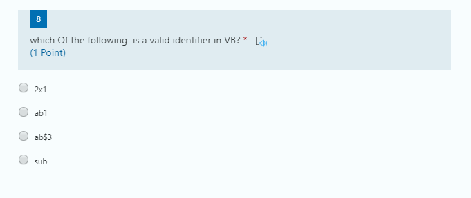 Solved 8 which of the following is a valid identifier in | Chegg.com
