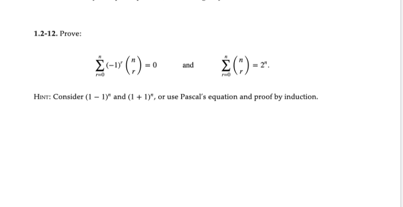 Solved ∑r=0n(−1)r(nr)=0 and ∑r=0n(nr)=2n. Hint: Consider | Chegg.com