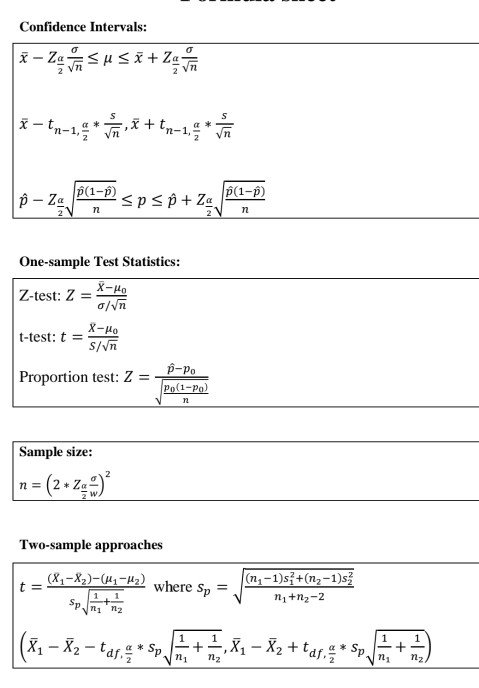 Solved Confidence Intervals: One-sample Test Statistics: | Chegg.com