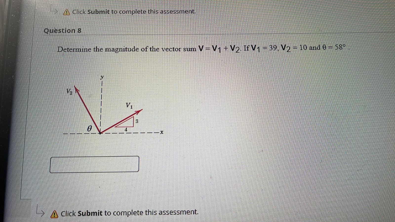 Solved Determine the magnitude of the vector sumV=V1+V2. If | Chegg.com