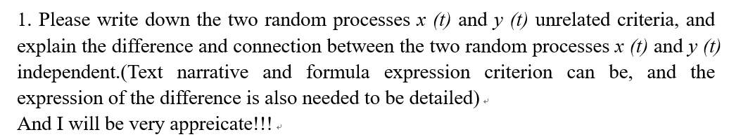 Solved 1. Please write down the two random processes x(t) | Chegg.com