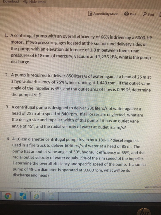 Solved 11:52 Centrifugal Pump Problems 勺ケ目a ..。 Centrifugal | Chegg.com