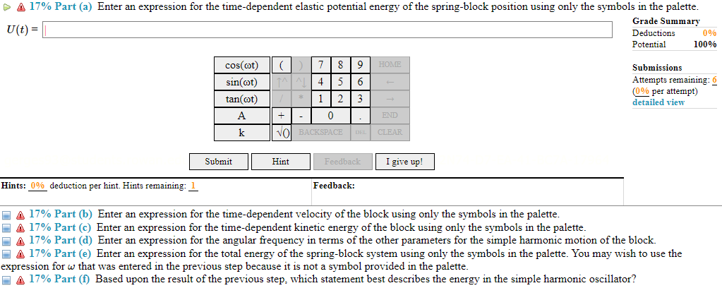 Solved Consider a block with mass mm attached to a spring | Chegg.com